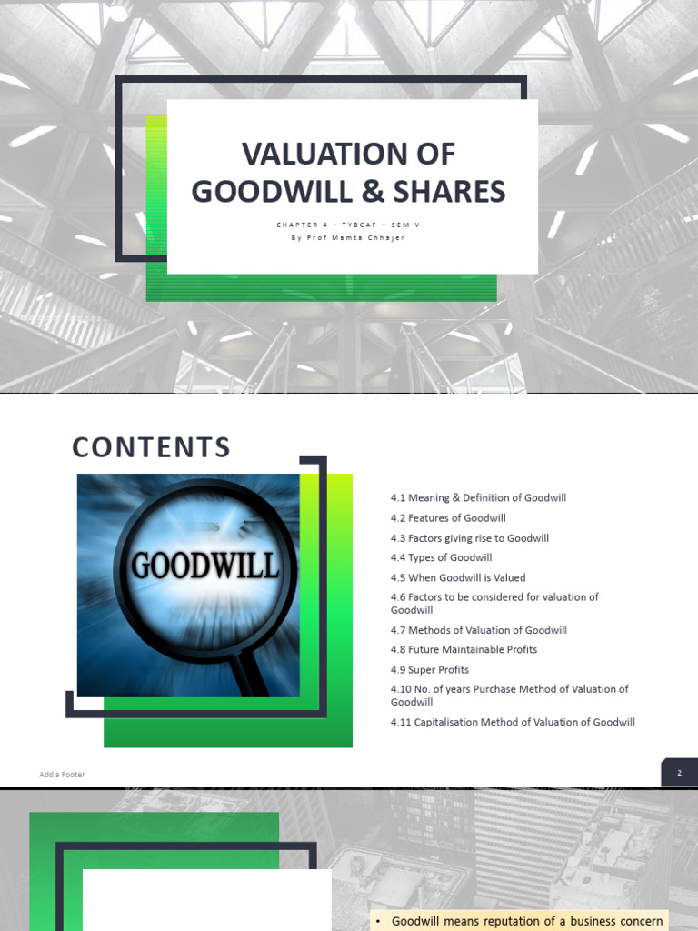 VALUATION OF GOODWILL | PDF | Goodwill (Accounting) | Valuation (Finance)