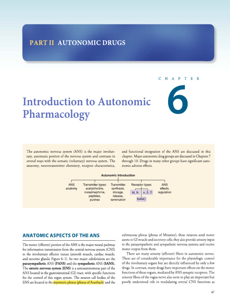 Introduction To Autonotnic Phartnacology: Anatomic Aspects of The Ans ...