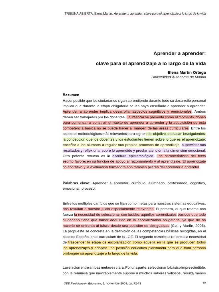 Clave: Aprender a Aprender | PDF | Aprendizaje | Enseñando