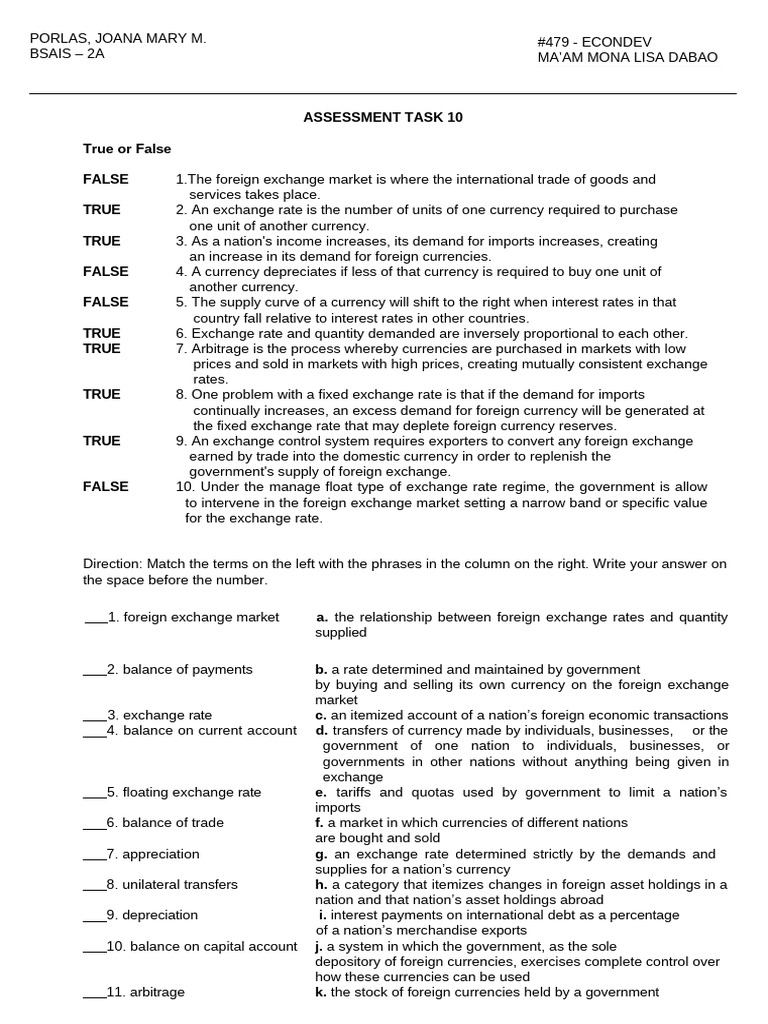 Porlas Ats10 Econdev Finals | PDF | Exchange Rate | Currency