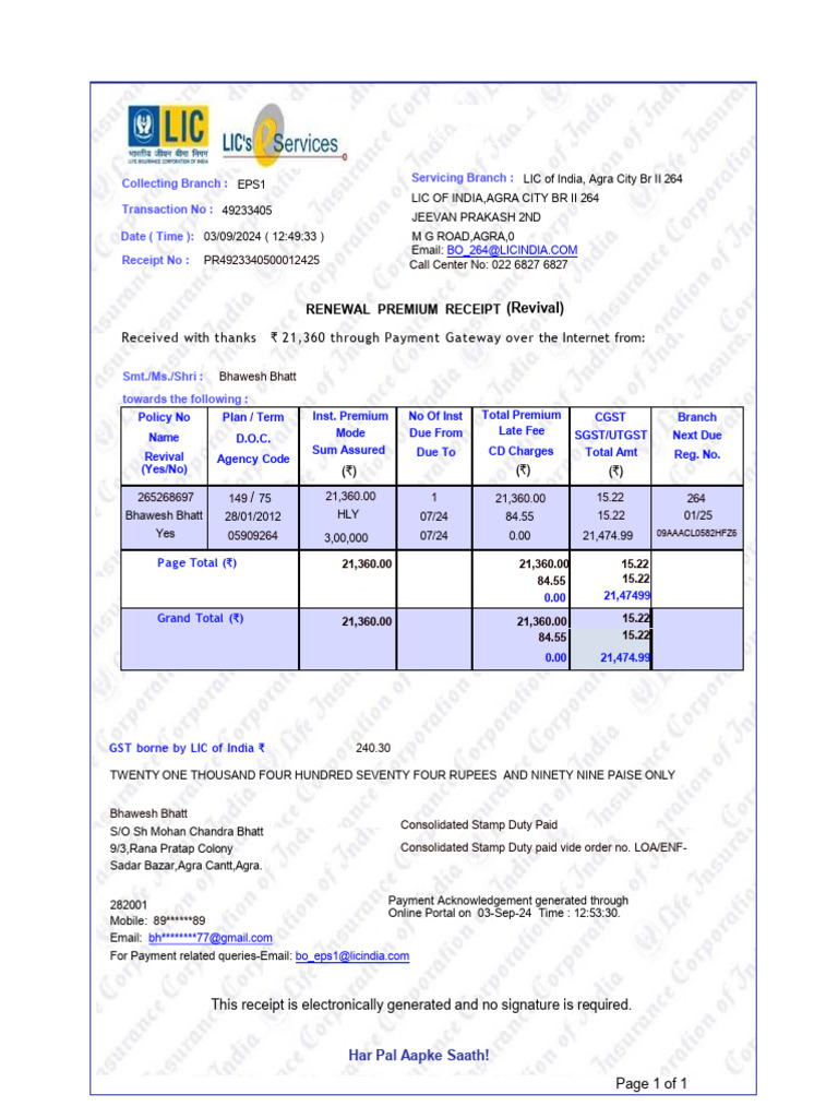 new lic bhawesh 01 | PDF | Government Finances | Taxes