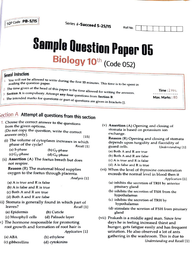 Biology Sample 5 With Explanation | PDF | Hemoglobin | Kidney