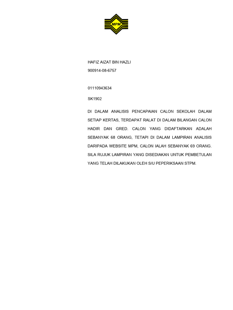 Pembetulan MPM | PDF