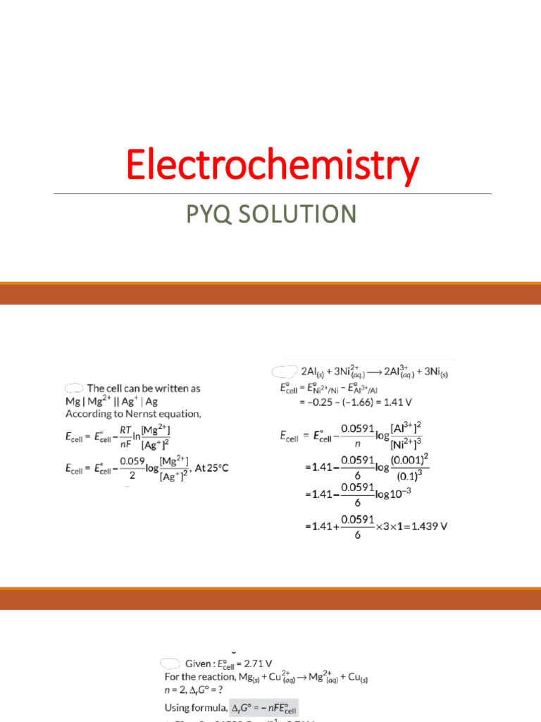 Electrochemistry PYQ Solution 241216 170332 | PDF