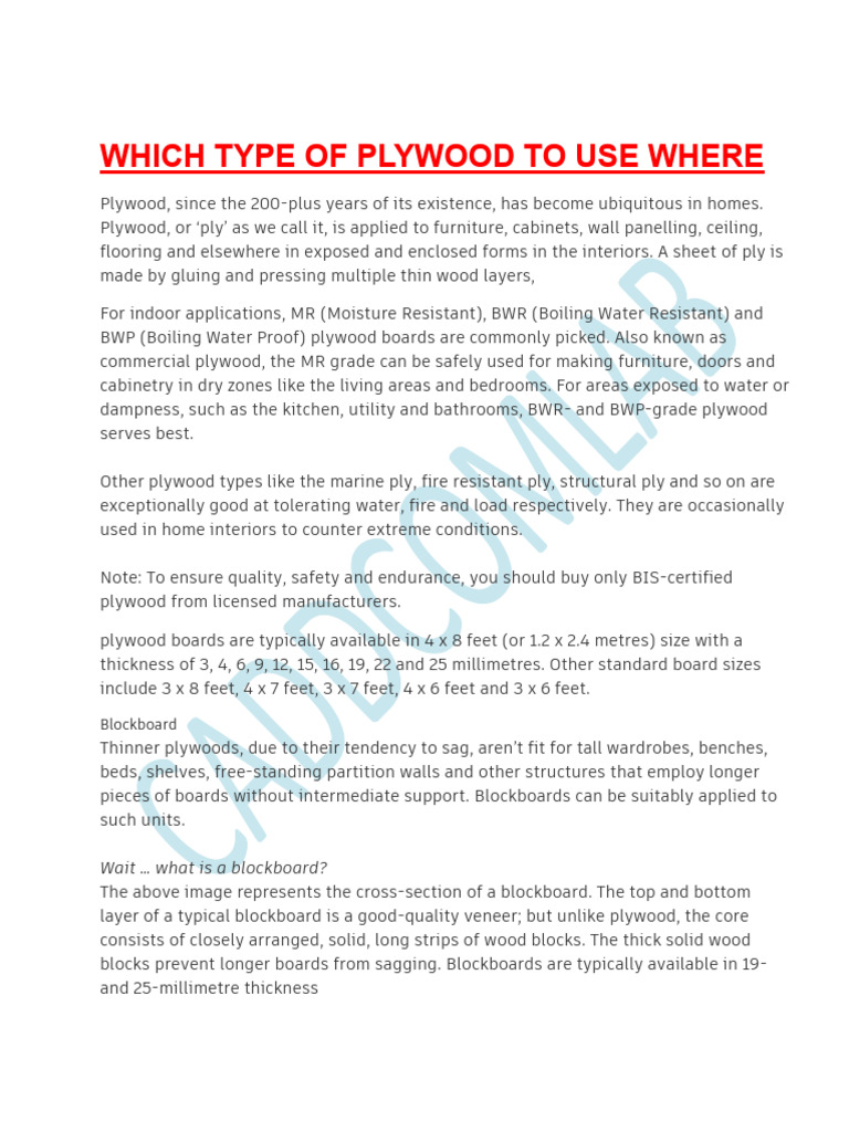 Which Type of Plywood To Use Where2 | PDF | Plywood | Cabinetry
