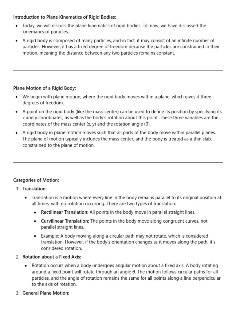 15. Kinematics And Dynamics Of Rigid Bodies In Plane Motion | PDF | Rotation Around A Fixed Axis ...