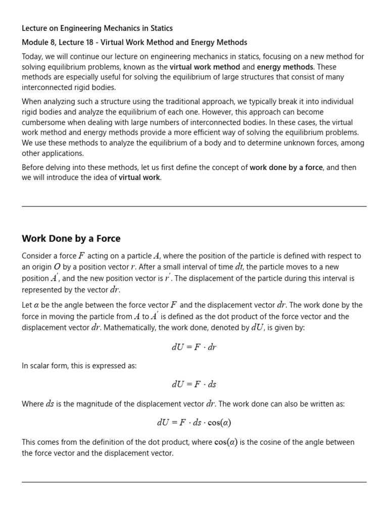 13. Virtual Work | PDF | Force | Euclidean Vector