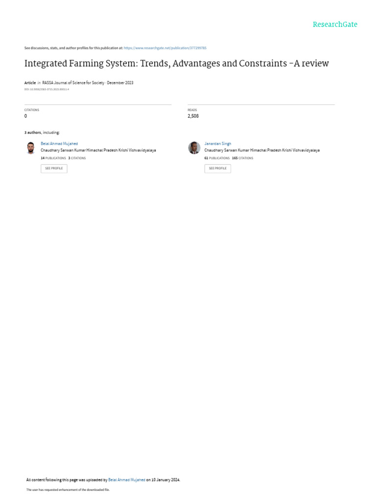 Integrated Farming System Trends Advantages and Constraints | PDF ...