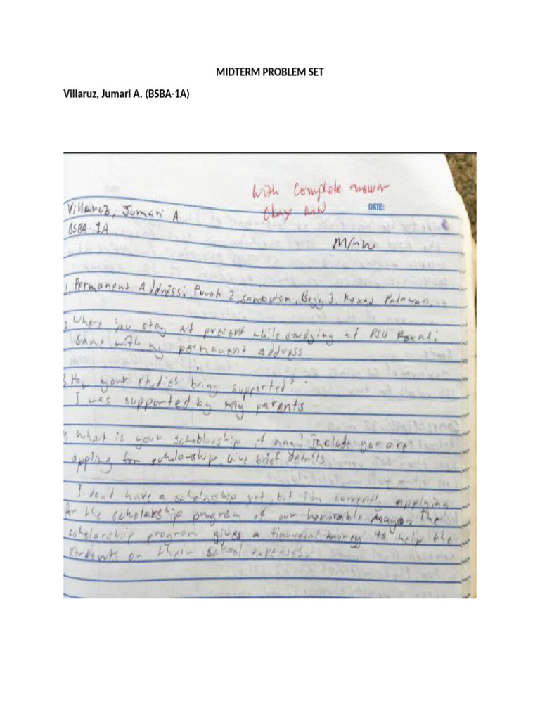 Midterm Problem Set - Villaruz, Jumari (Bsba-1a) | PDF