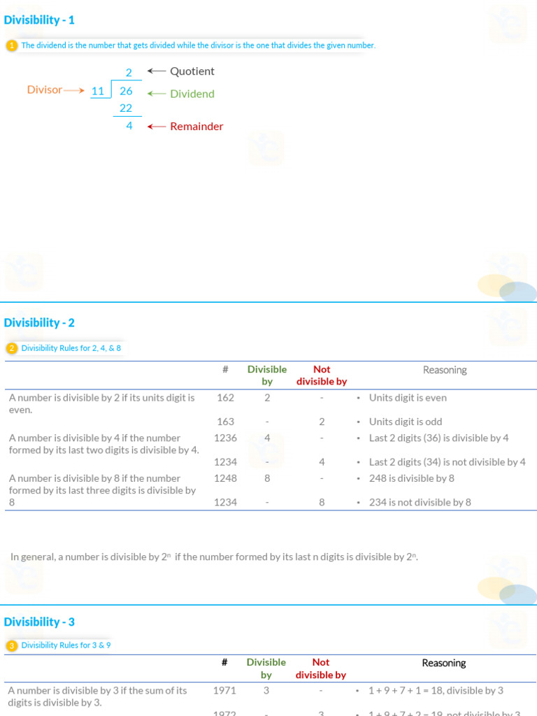 Divisibility Summary | PDF | Division (Mathematics) | Arithmetic