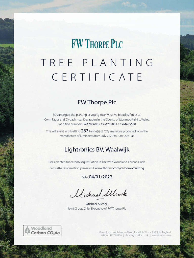 Lightronics Certificaat Tree-Planting-Certificate EN | PDF