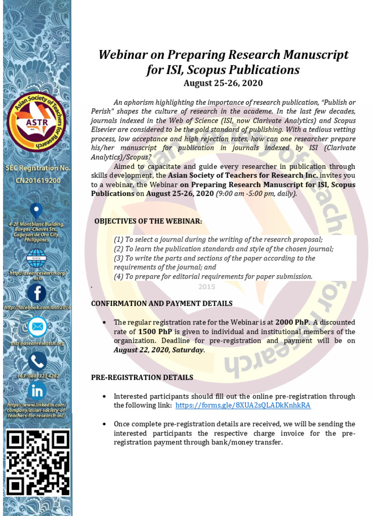 Webinar On Isi Scopus Advisory | PDF