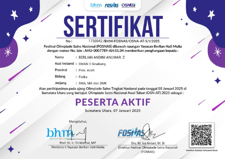 Sertifikat OSN-At 2025 Fisika MjAyNS0wMS0wOSAxNTowMTozNw | PDF