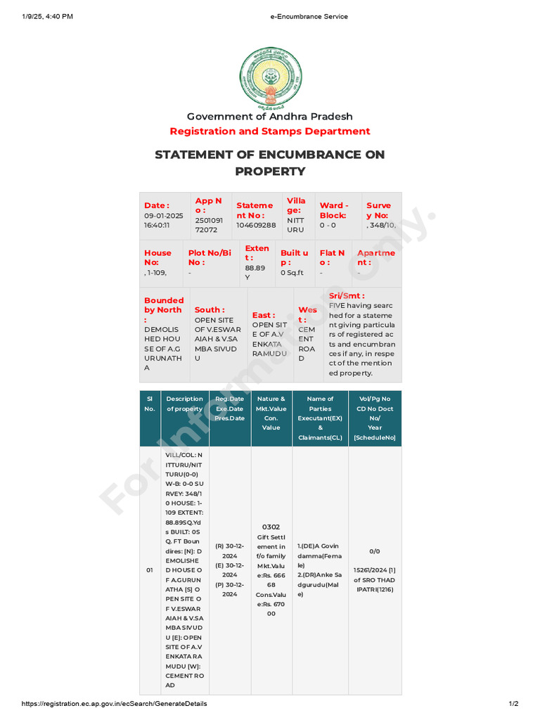 e-Encumbrance Service | PDF