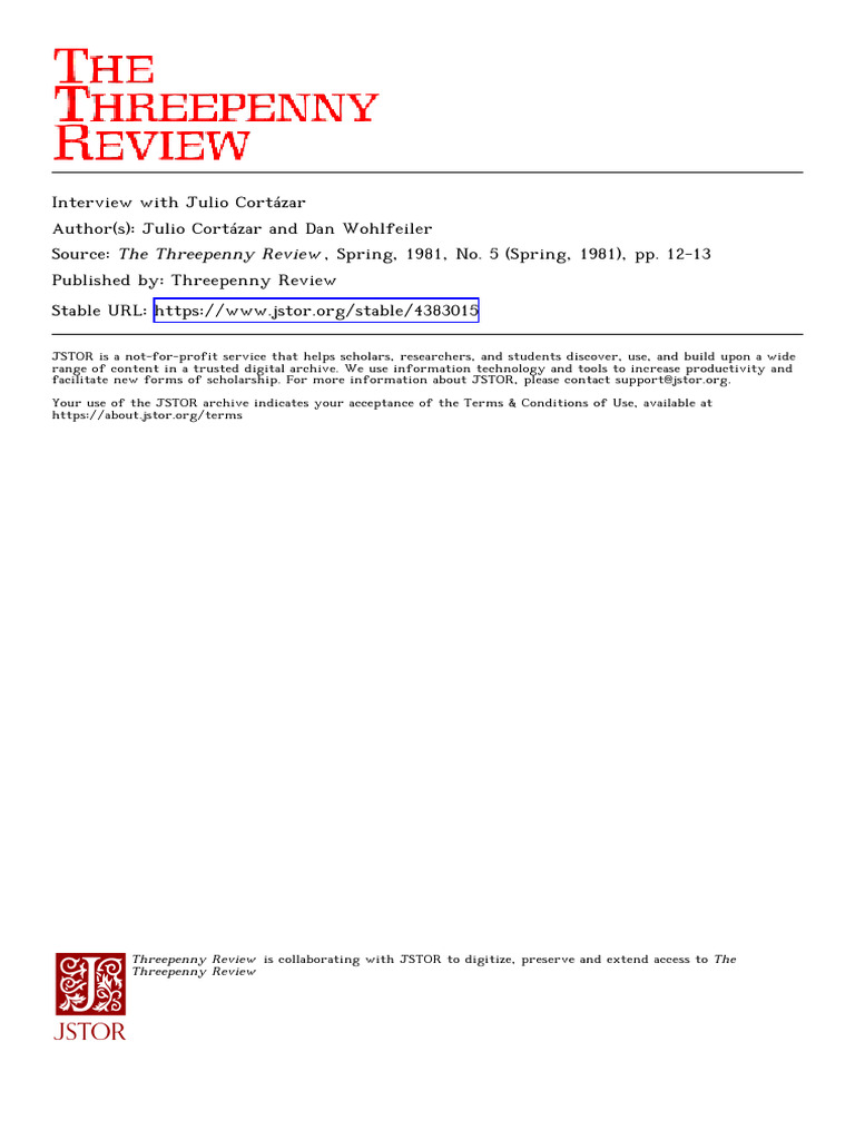 Cortzar-InterviewJulioCortzar-1981 | PDF | Translations