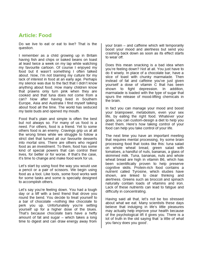 20241022 - Article-Food | PDF | Foods | Chocolate