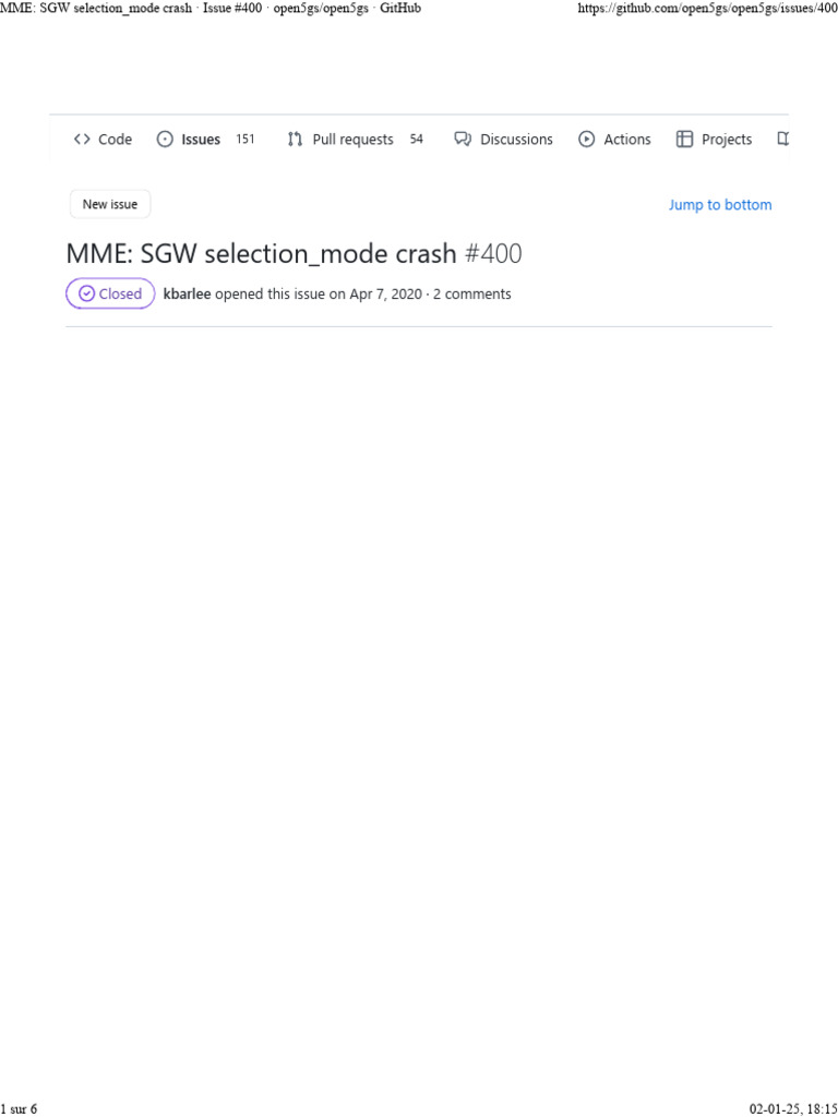 MME - SGW Selection - Mode Crash Issue #400 Open5gs - Open5gs GitHub | PDF | Computing ...