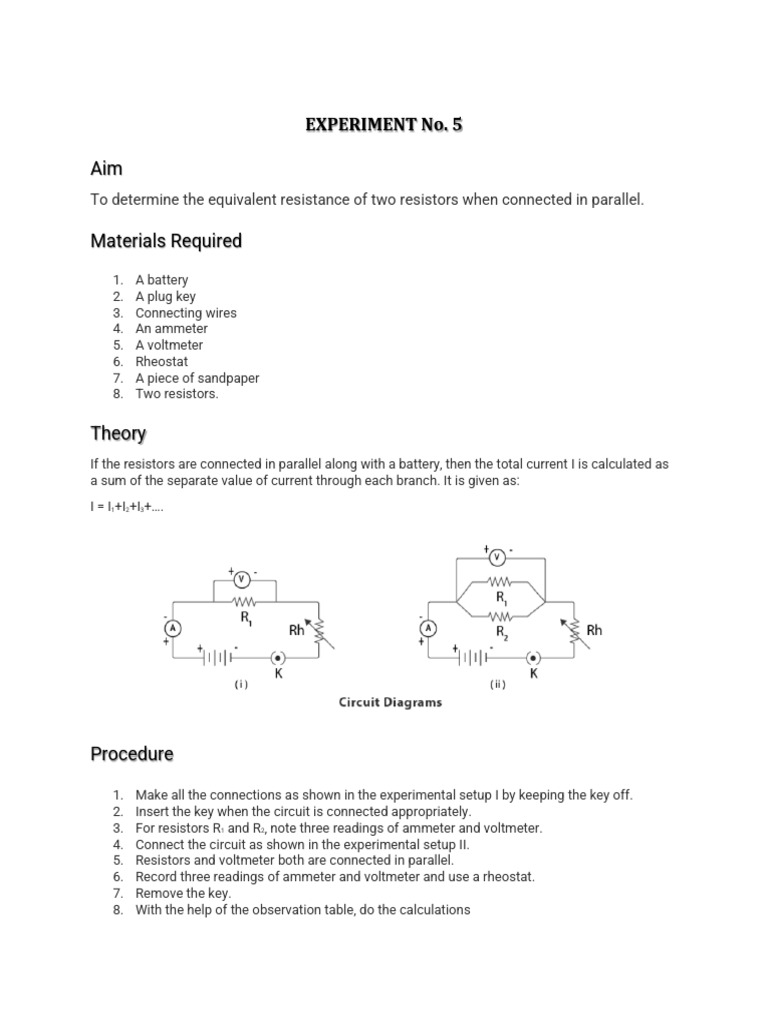 Class10_Practicals_SeriersParallel | PDF | Series And Parallel Circuits | Resistor