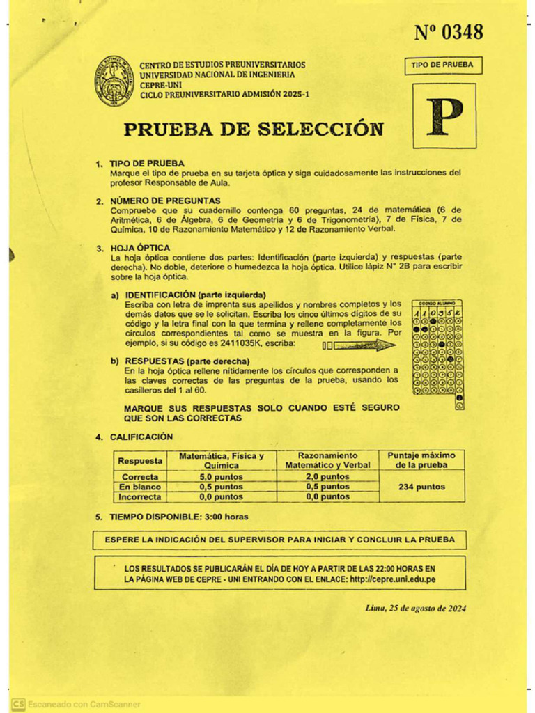 Seleccion Cepreuni 2025-1 | PDF