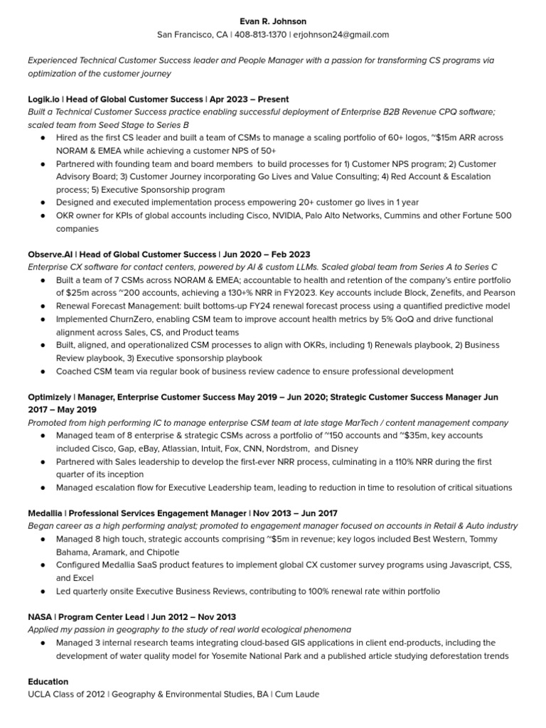 Resume Evan Johnson - August 2024 | PDF | Business | Business Economics