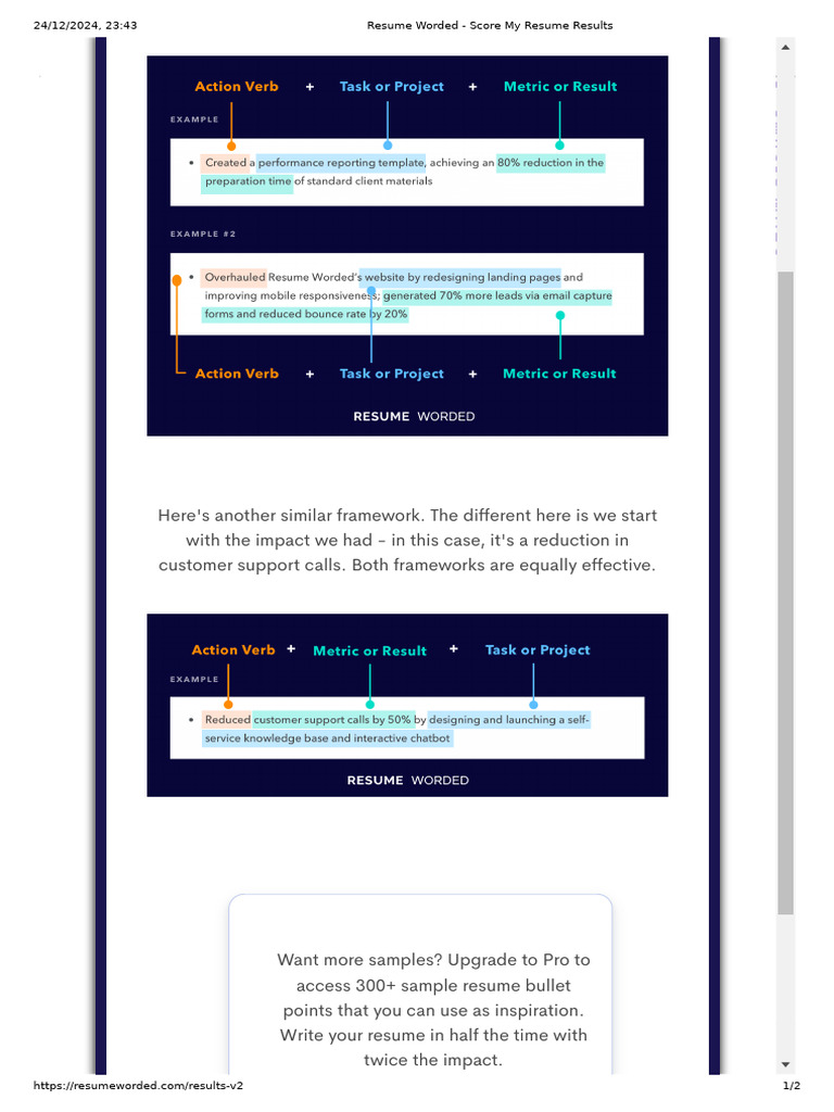 Resume Worded - Score My Resume Results | PDF | West Texas Intermediate ...