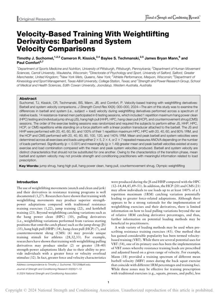 Velocity-Based Training in Weightlifting | PDF | Strength Training ...