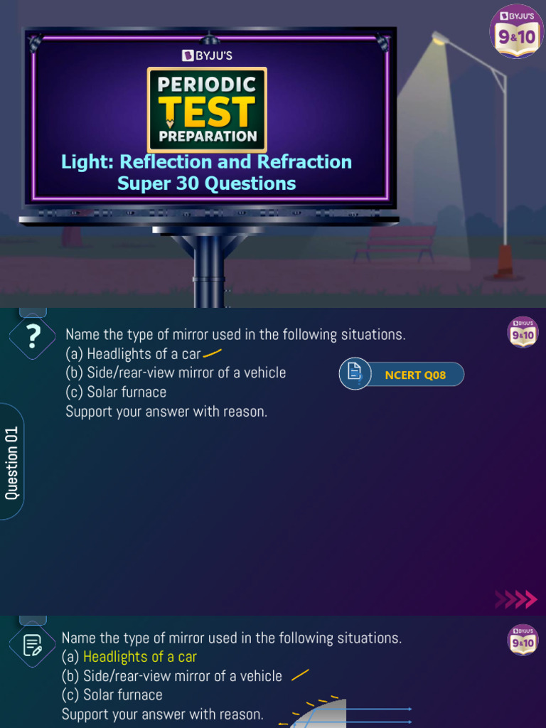 Light Reflection and Refraction Super 30 | PDF | Mirror | Refraction