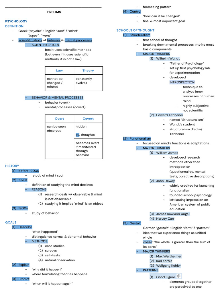 Itp Reviewer (Prelims-Finals) | PDF | Psychology | Perception
