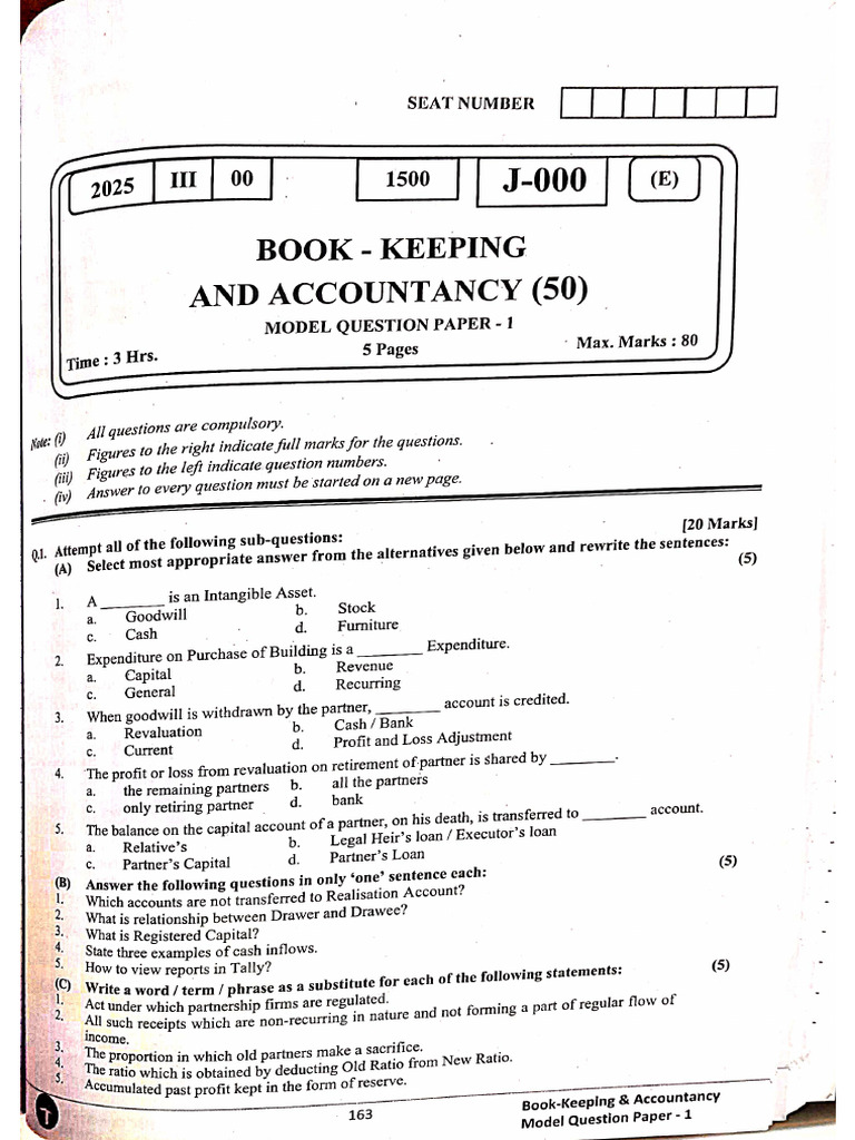 Book Keeping and Ocm Sample Paper | PDF