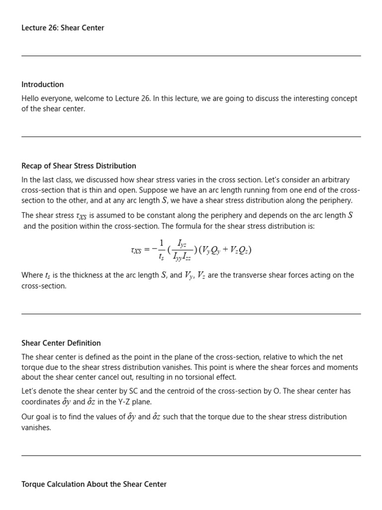 9. Concept Of Shear Centre | PDF | Beam (Structure) | Stress (Mechanics)