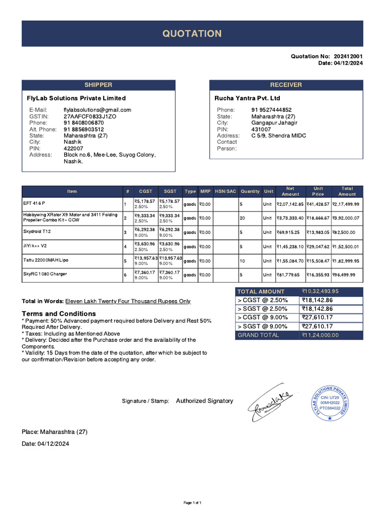 Quotation for FlyLab Solutions 2024 | PDF | Financial Markets | British Empire