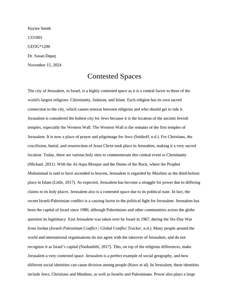 contested spaces assignment | PDF | Jerusalem | Temple In Jerusalem