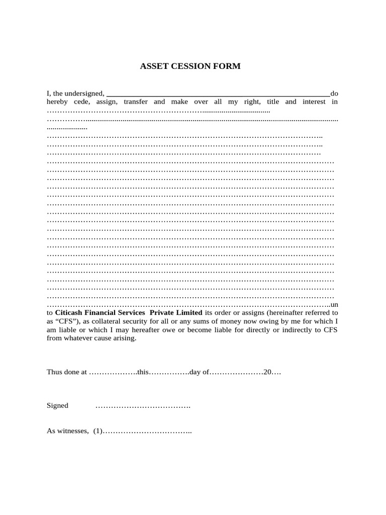 Asset Cession Form | PDF