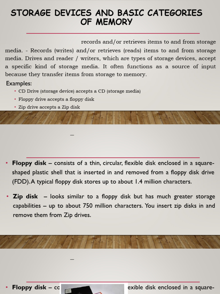 Unit 1.2. Storage Devices and Basic Categories of Memory | PDF | Computer Data Storage | Floppy Disk