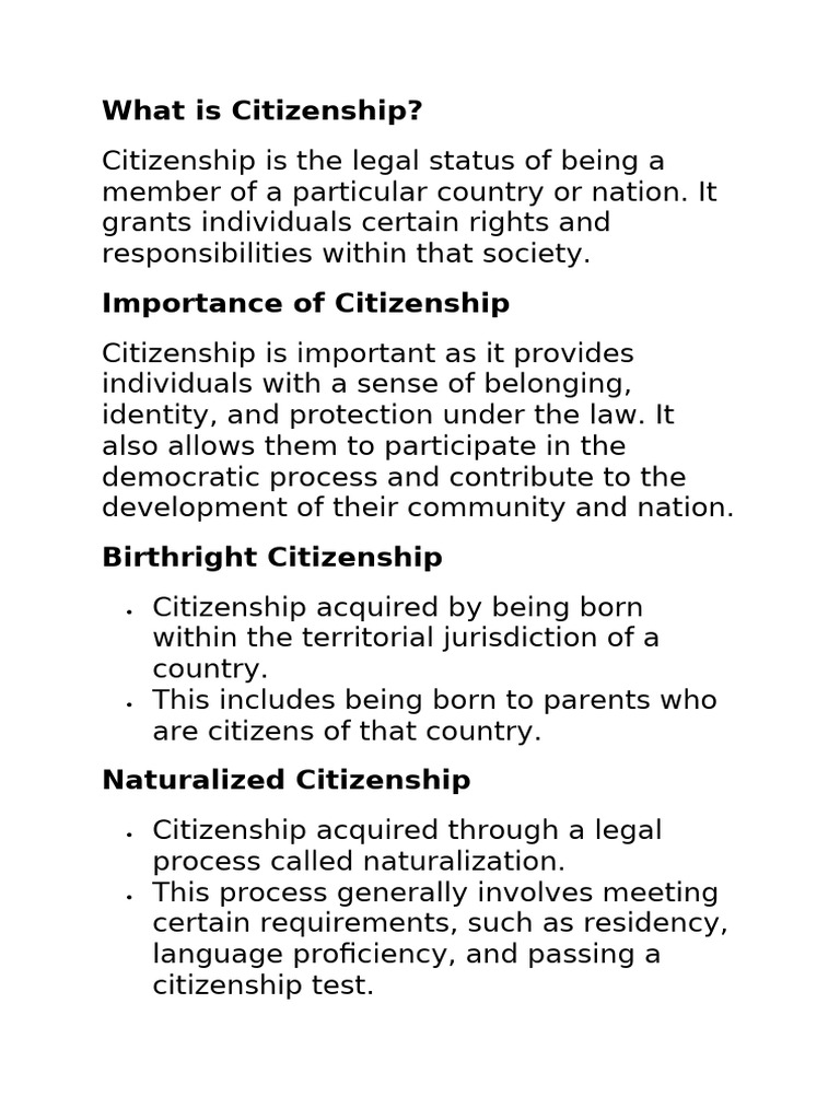 Understanding Citizenship Basics | PDF | Citizenship | Naturalization