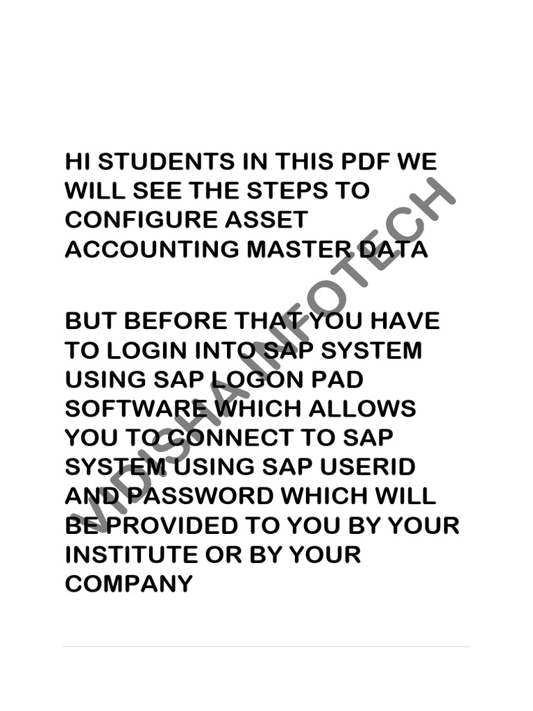 SAP Asset Accounting Master Data Guide | PDF | Financial Accounting ...