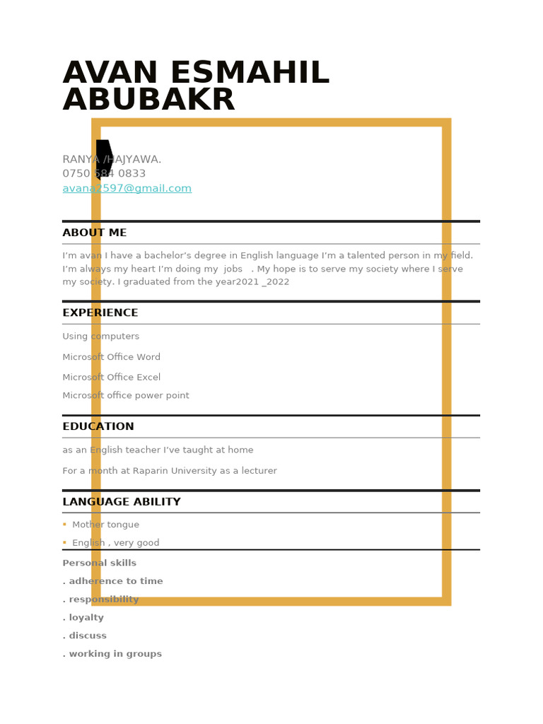 Avan Esmahil Abubakr: Ranya /hajyawa. 0750 584 0833 | PDF