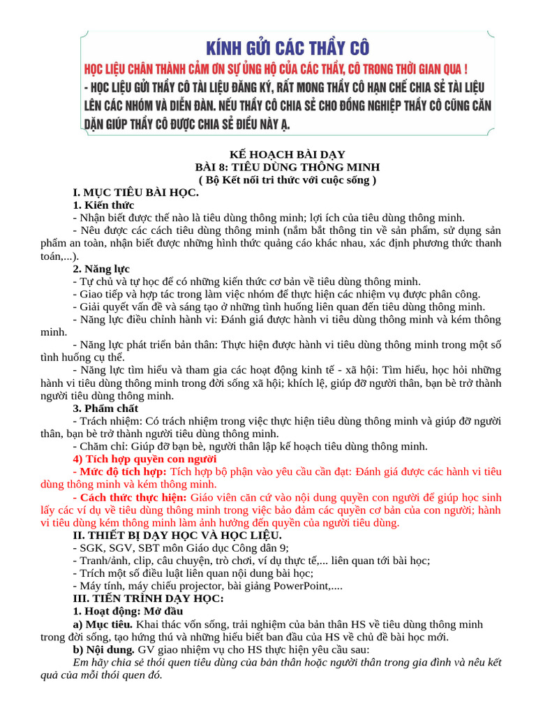 1 - KNTT - GDCD 9 - BÀI 8 - So N G P | PDF