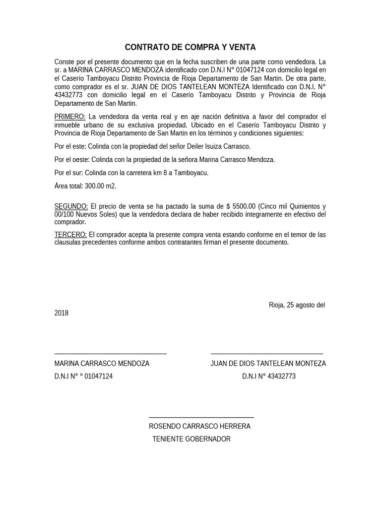 CONTRATO DE COMPRA Y VENTA | PDF