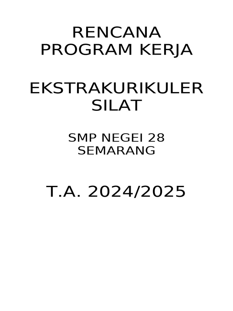 Rencana Program Kerja Ekstrakurikuler Silat | PDF