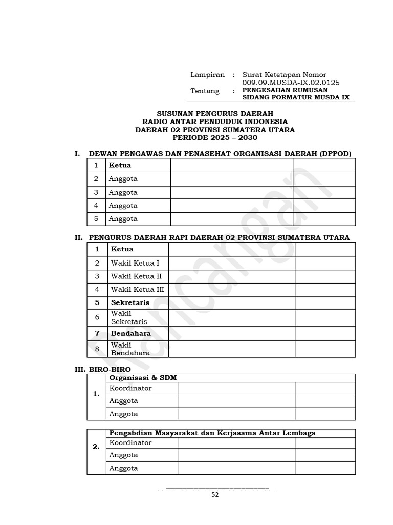 Rancangan Susunan Pengurus | PDF