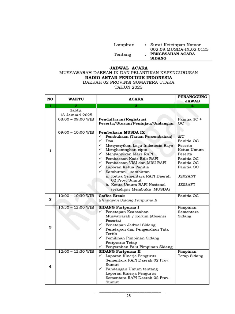 Rancangan Jadwal Acara | PDF