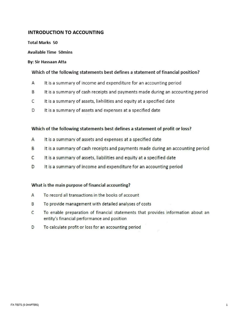 Ita Tests (5 Chapters) | PDF