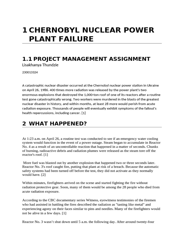 Chernobyl Nuclear Power Plant Failure | PDF | Chernobyl Disaster ...