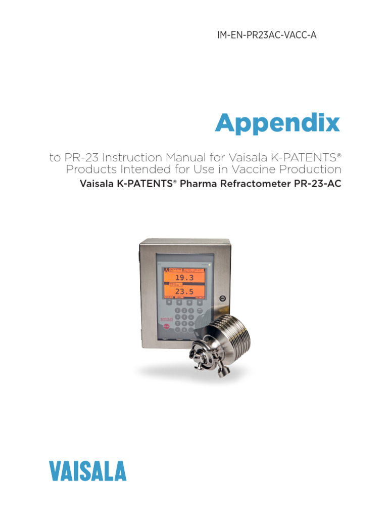 BL REFRATROMETER PR-23-AC-Appendix-IM-EN-PR23AC-VACC | PDF | Centrifugation | Verification And ...
