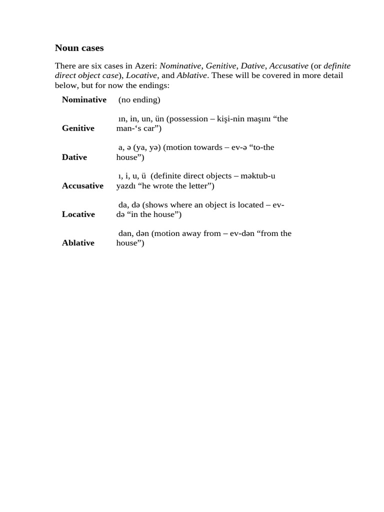 Noun Cases | PDF