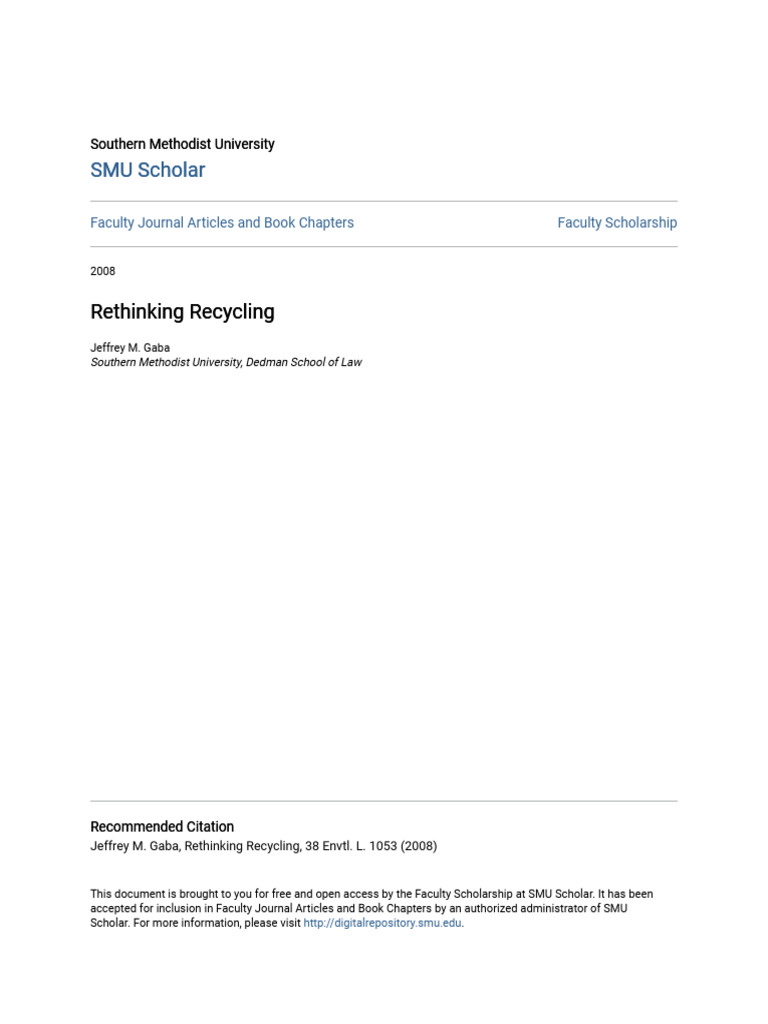 Rethinking Recycling | PDF | Resource Conservation And Recovery Act | Waste