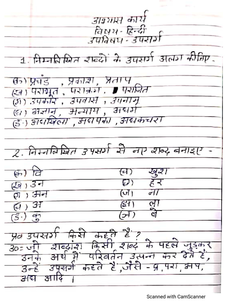 Hindi Worksheet Class 8th | PDF
