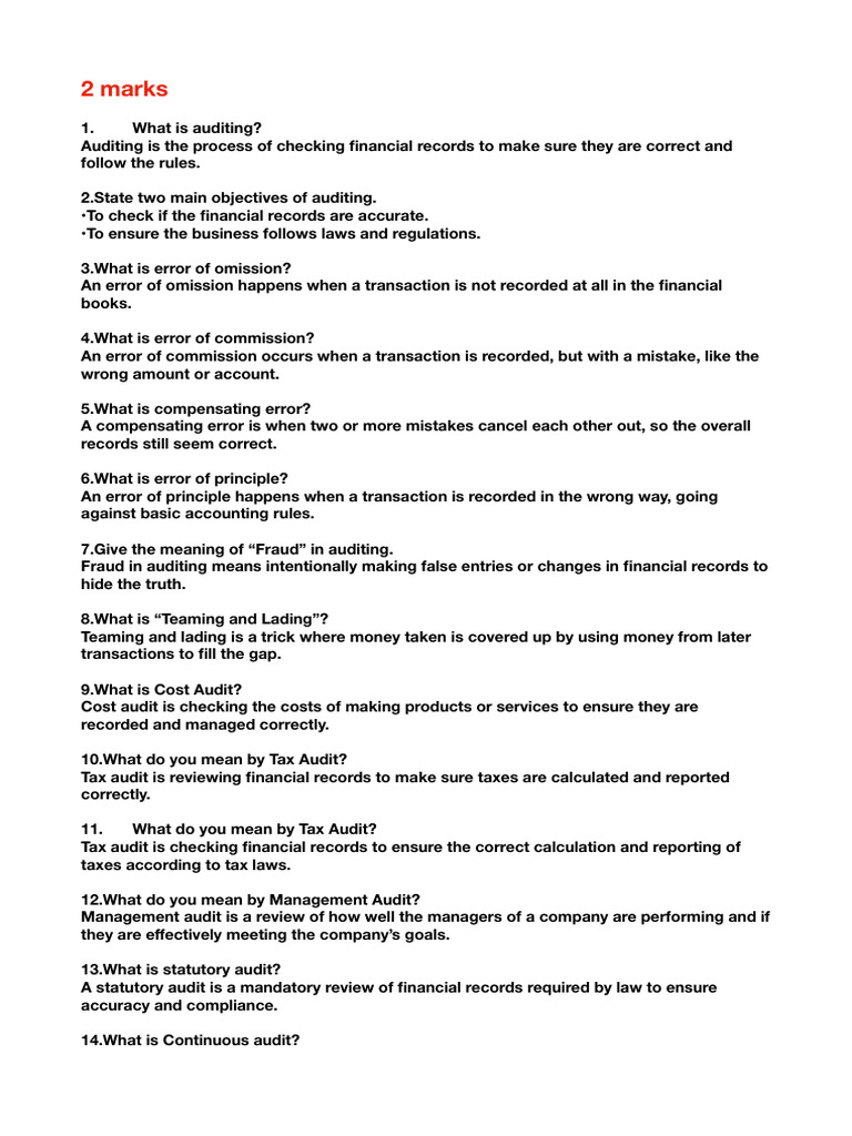 2 marks | PDF | Audit | Internal Control