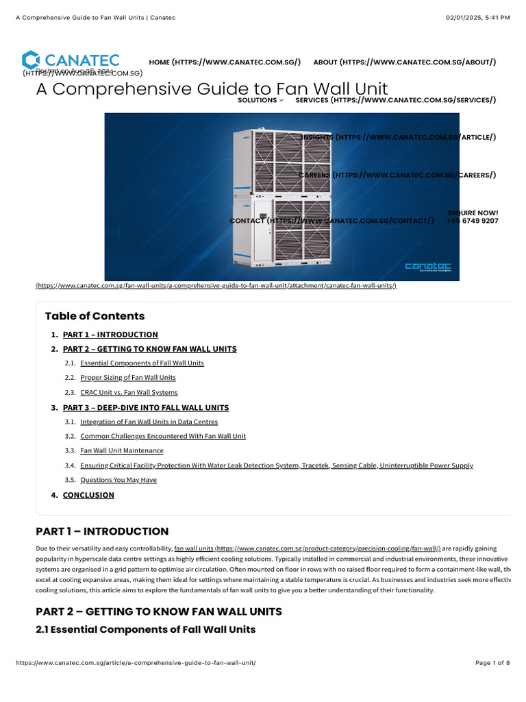 A Comprehensive Guide To Fan Wall Units - Canatec | PDF | Data Center | Ventilation (Architecture)